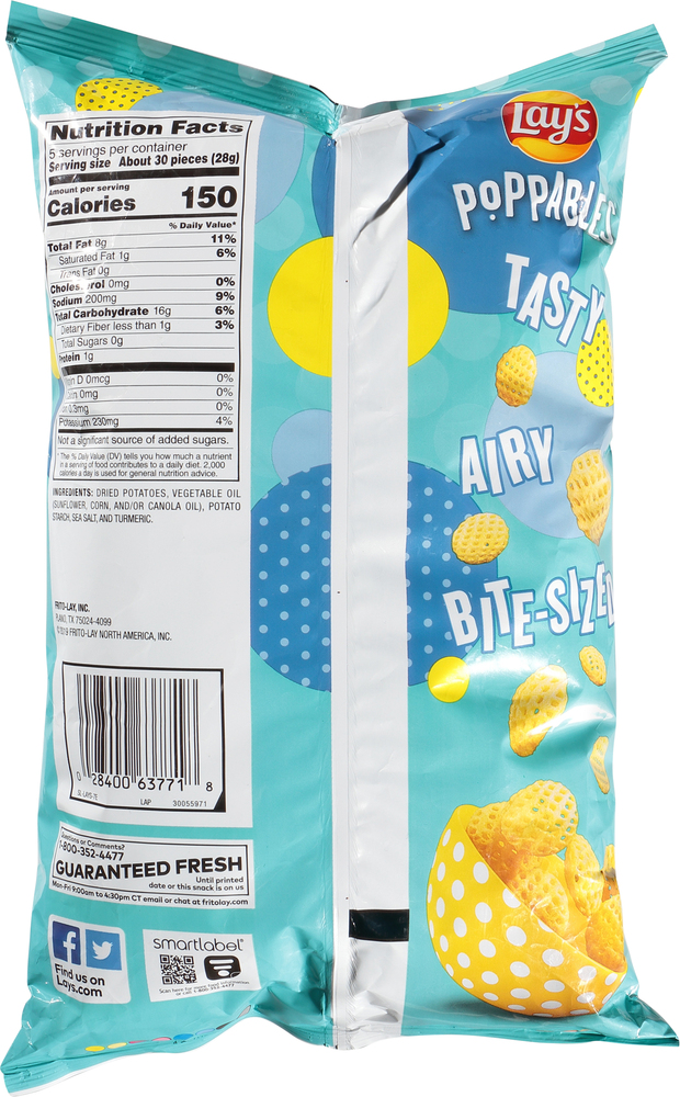 Lay's Poppables Potato Snacks, Sea Salt-Planogram-Back