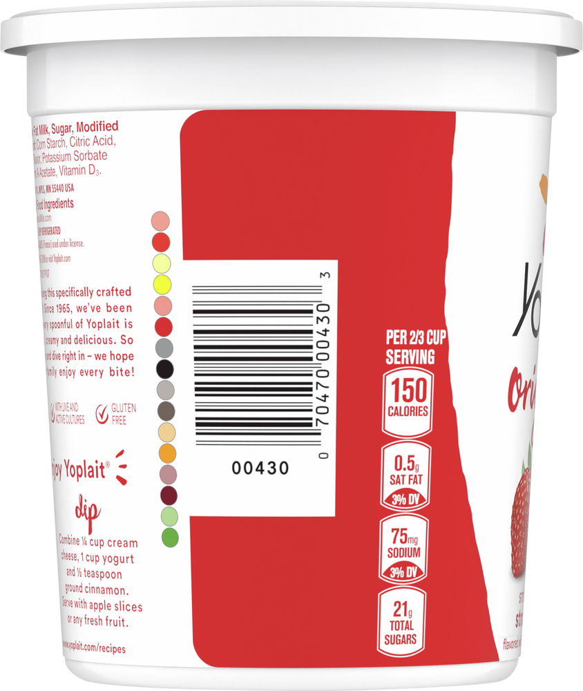 Yoplait Original Low Fat Smooth Style Strawberry Yogurt-Planogram-Left