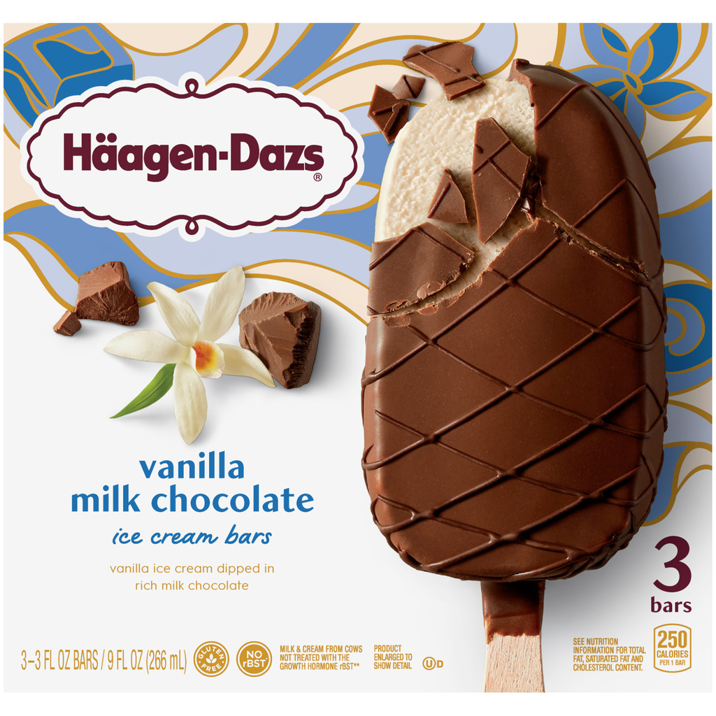 Haagen-Dazs Häagen-Dazs Vanilla Milk Chocolate Ice Cream Snack Bars, 3 ...