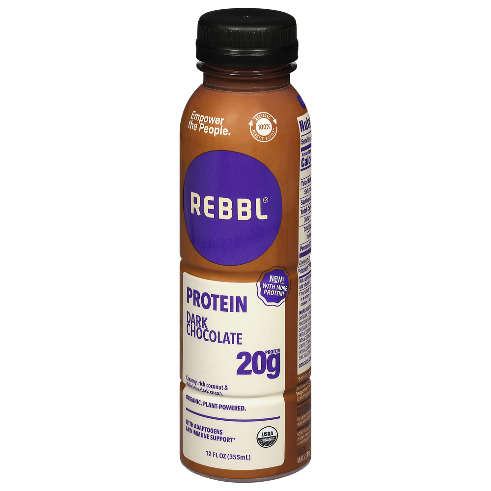 Rebbl Plant- Powered Elixir, Organic, Dark Chocolate, Protein-Front ...