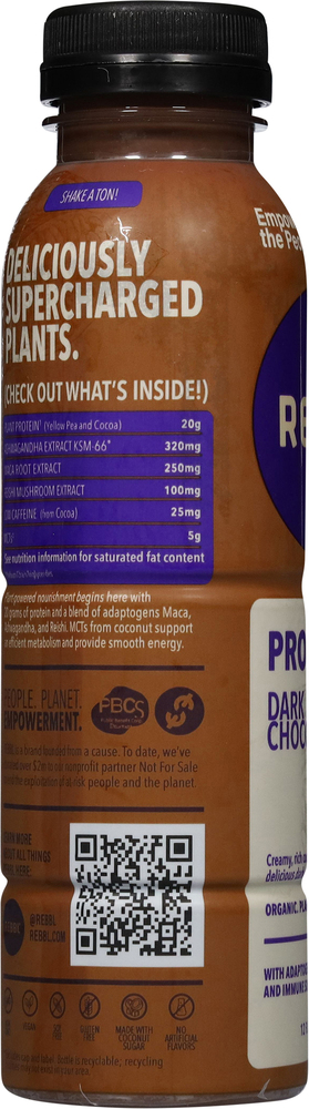 Rebbl Plant- Powered Elixir, Organic, Dark Chocolate, Protein-Planogram ...