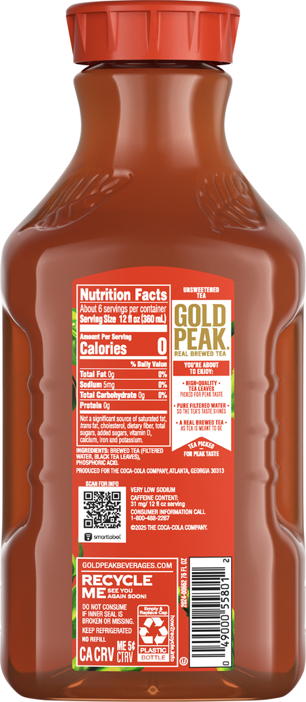 Gold Peak Unsweetened Black Tea Bottle-Planogram-Back