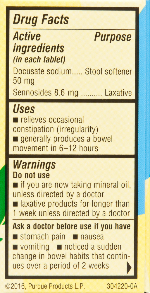 Senokot-S Laxative Ingredient + Stool Softener, Natural Vegetable, Dual ...