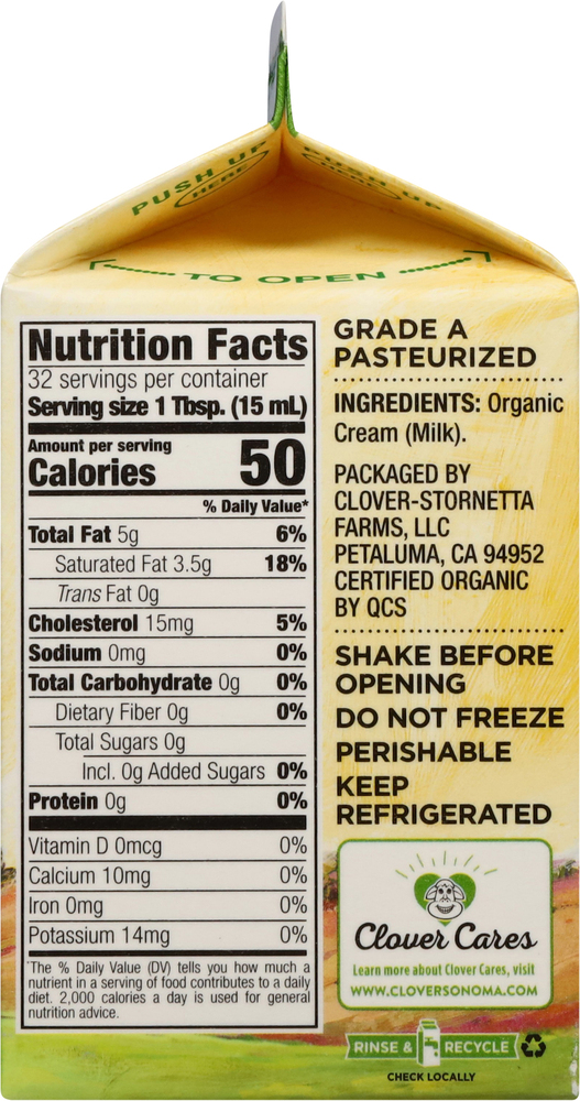 Clover Sonoma Organic Heavy Whipping Cream Pint-Planogram-Right