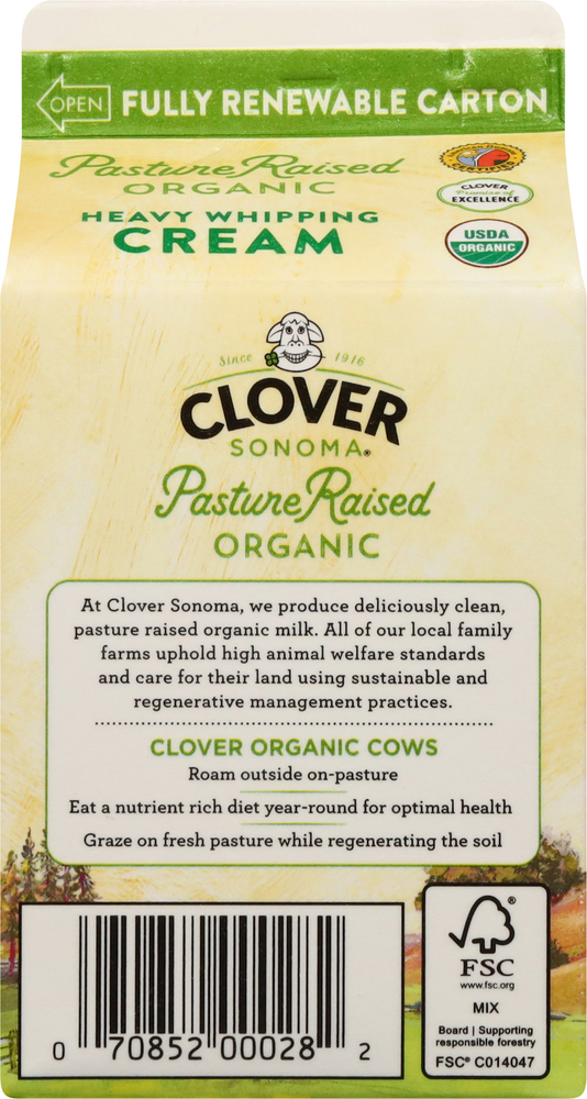 Clover Sonoma Organic Heavy Whipping Cream Pint-Planogram-Back