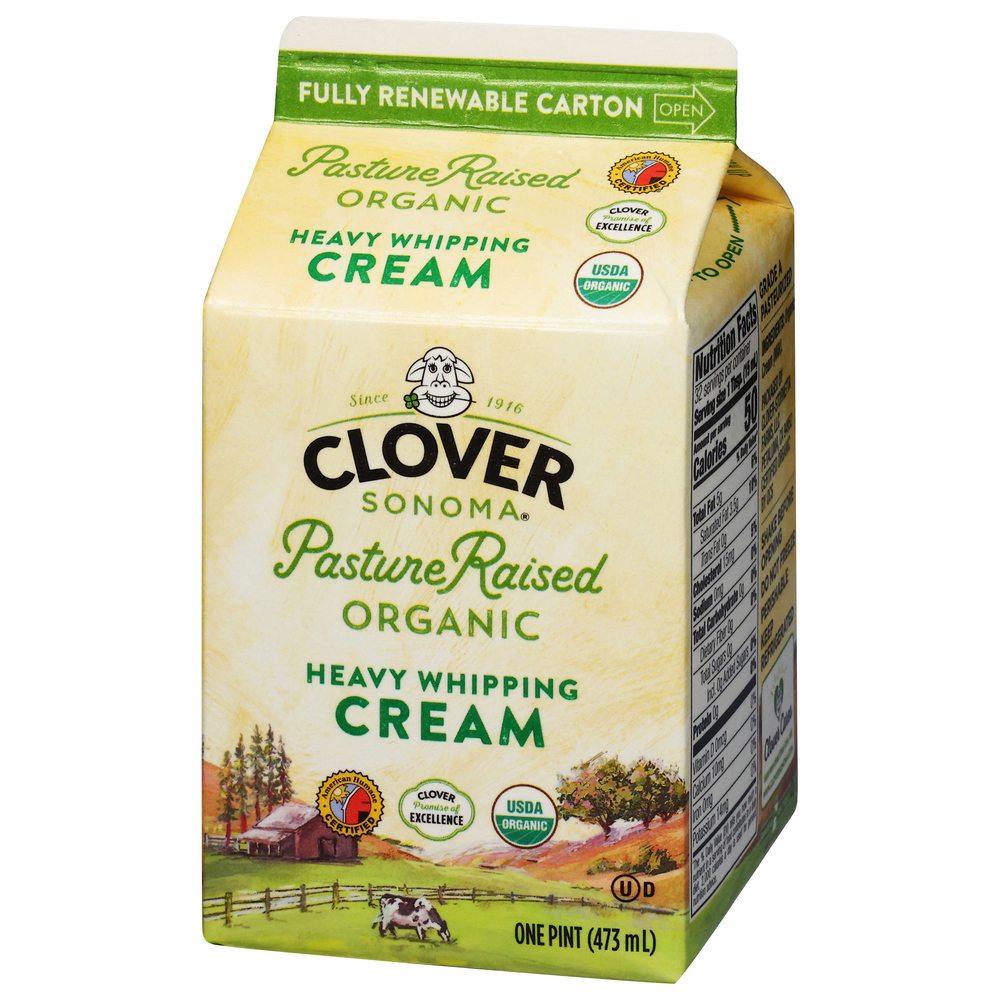 Clover Sonoma Organic Heavy Whipping Cream Pint-Front-Right-Elevated