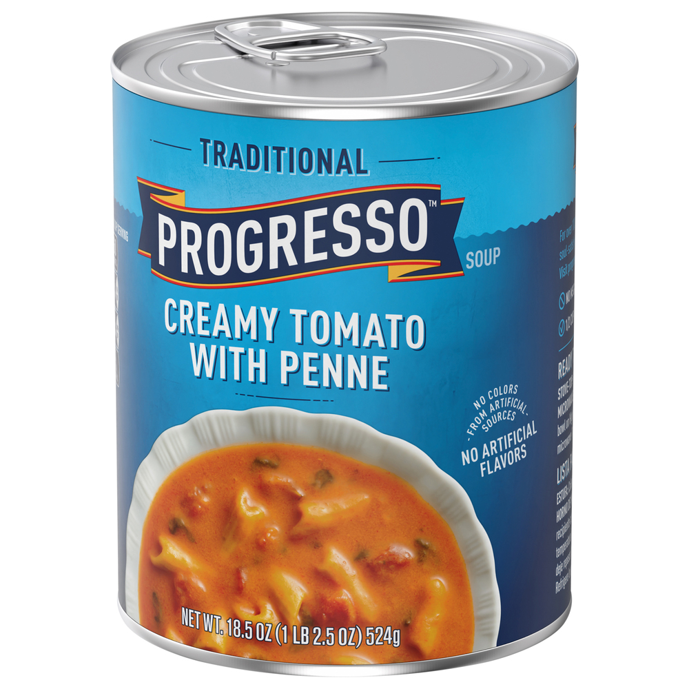 Progresso Soup, Creamy Tomato with Penne, Traditional-Front-Right-Elevated