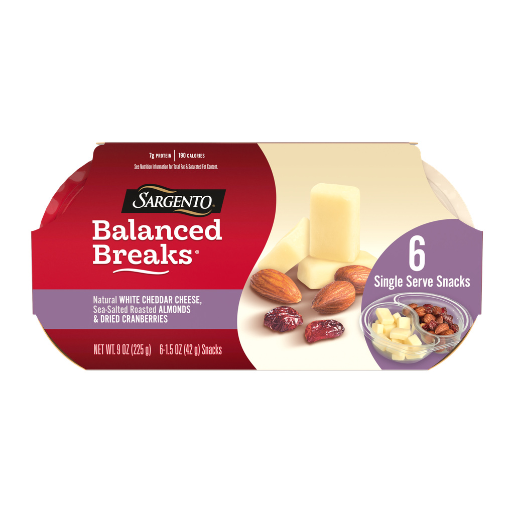 Sargento Balanced Breaks, White Cheddar/Almonds/Cranberries, 6 Pack-Hero