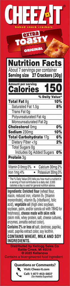 Cheez-It Snack Crackers, Baked, Extra Toasty-Planogram-Right
