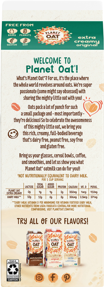 Planet Oat Oatmilk, Extra Creamy, Original-Planogram-Back