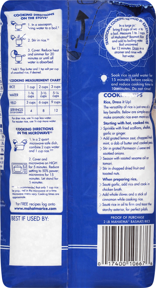 Mahatma Rice, Basmati-Planogram-Back