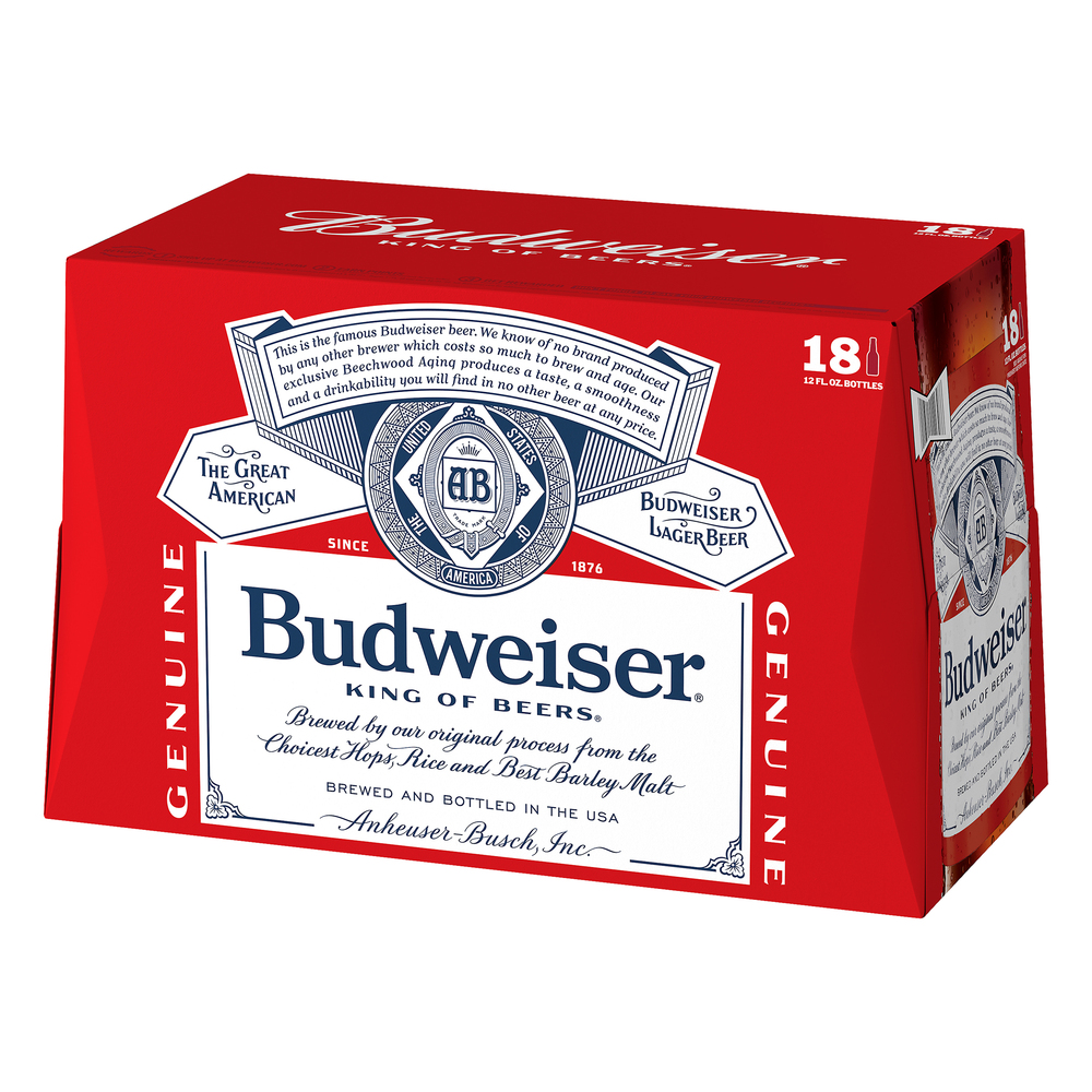 Budweiser Beer, Lager-Front-Right-Elevated