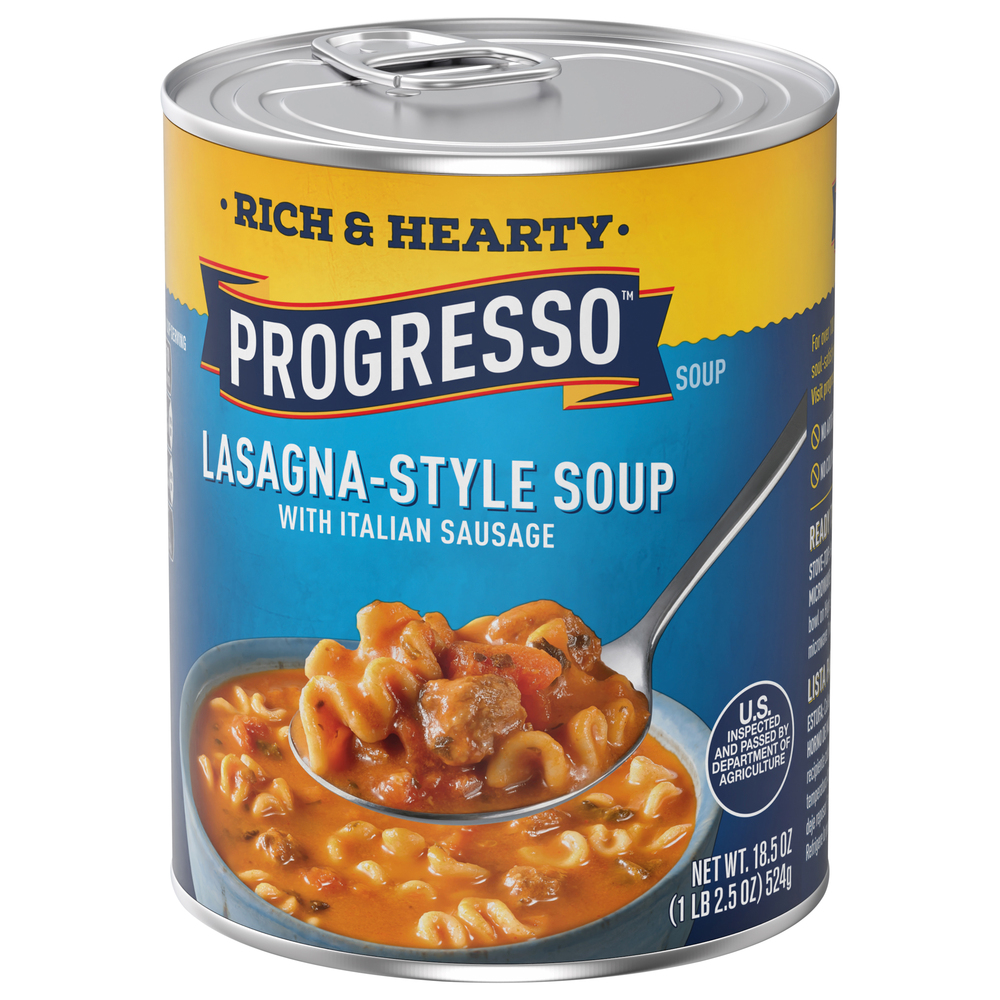 Progresso Soup, Lasagna-Style, with Italian Sausage-Front-Right-Elevated