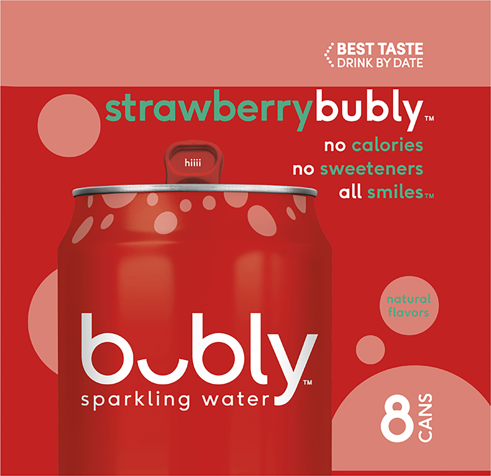 Bubly Sparkling Water, Strawberry-Planogram-Left