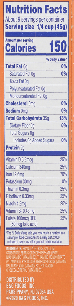 Cream of Rice Hot Cereal, Gluten Free-Planogram-Right