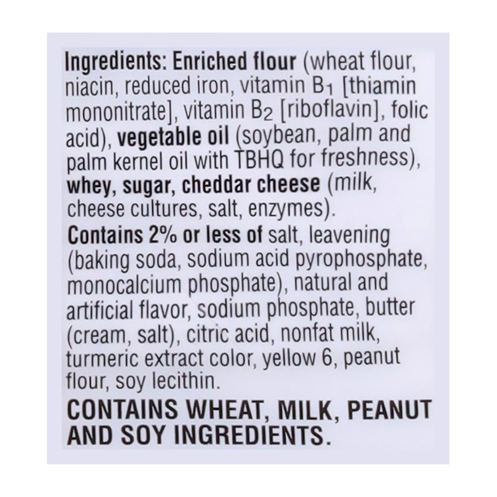 Keebler Sandwich Crackers, Club & Cheddar, 8 Pack-Ingredients