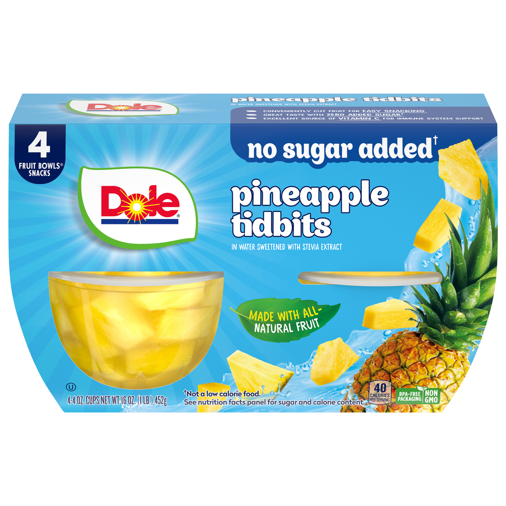 Dole Pineapple Tidbits, No Sugar Added-Main