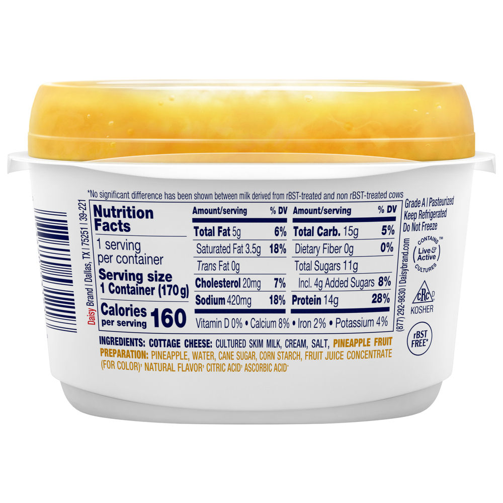 Daisy Cottage Cheese, with Pineapple, 4% Milkfat Minimum-Planogram-Back