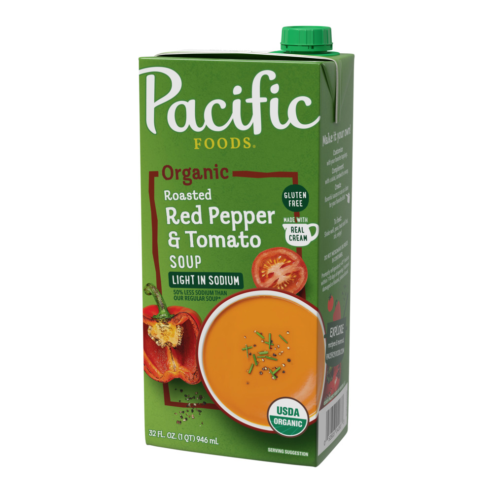 Pacific Foods Soup, Organic, Red Pepper & Tomato, Roasted-Front-Right ...