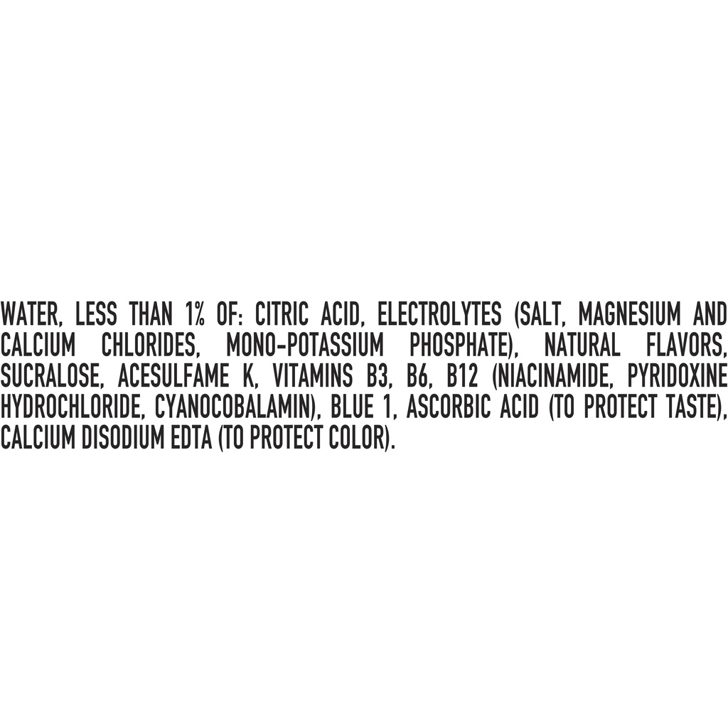 Powerade Zero Sports Drink, Zero Sugar, Mixed Berry-Ingredients