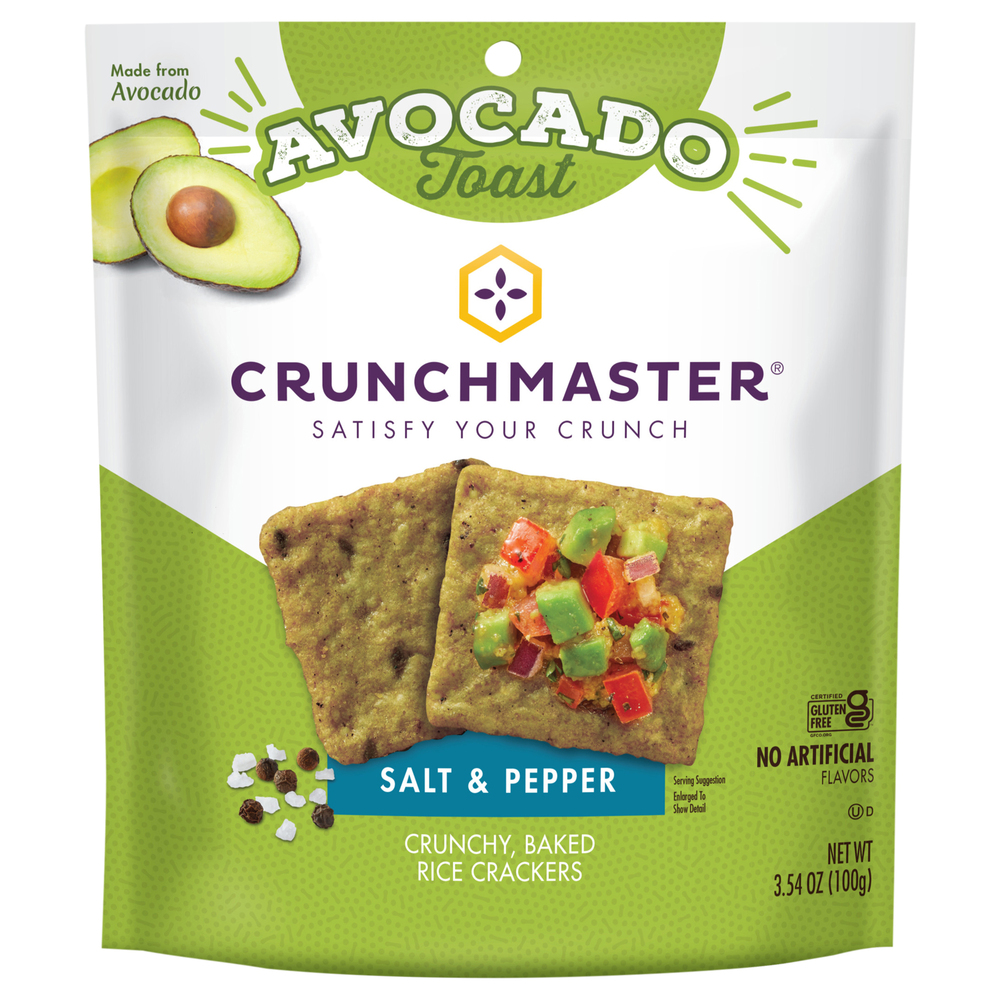 Crunchmaster Baked Rice Crackers, Salt & Pepper, Avocado Toast-Main