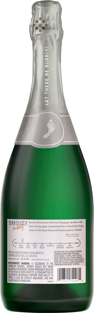 Barefoot Bubbly Bubbly Brut Cuvee California Champagne Sparkling Wine-Planogram-Back