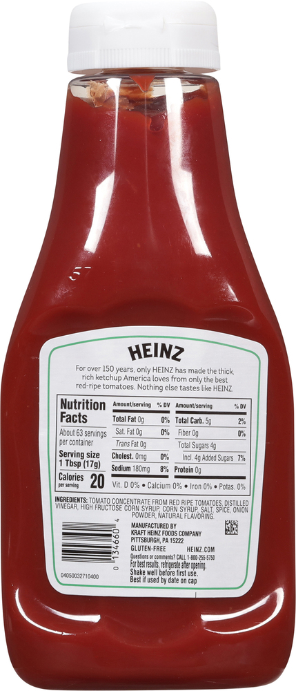 Heinz Ketchup Back Label
