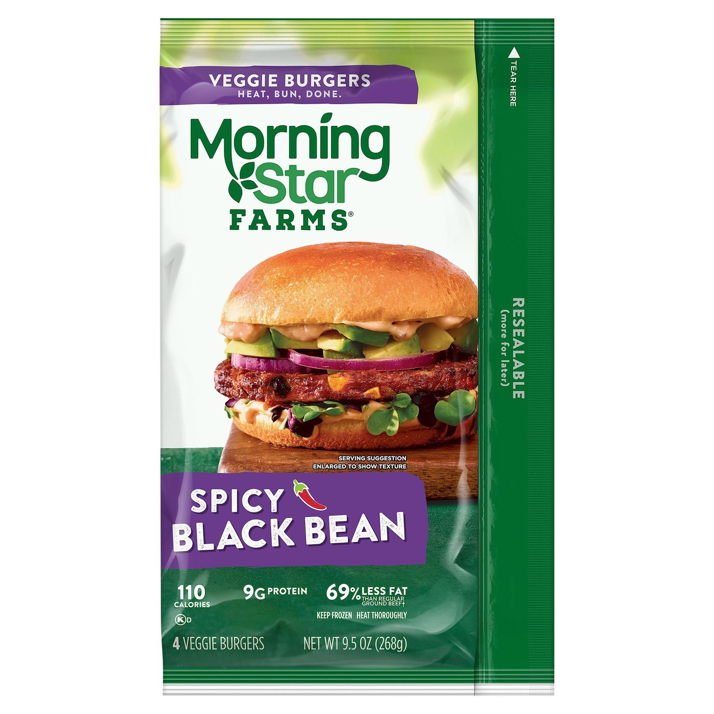 MorningStar Farms Veggie Burgers, Spicy Black Bean-Main