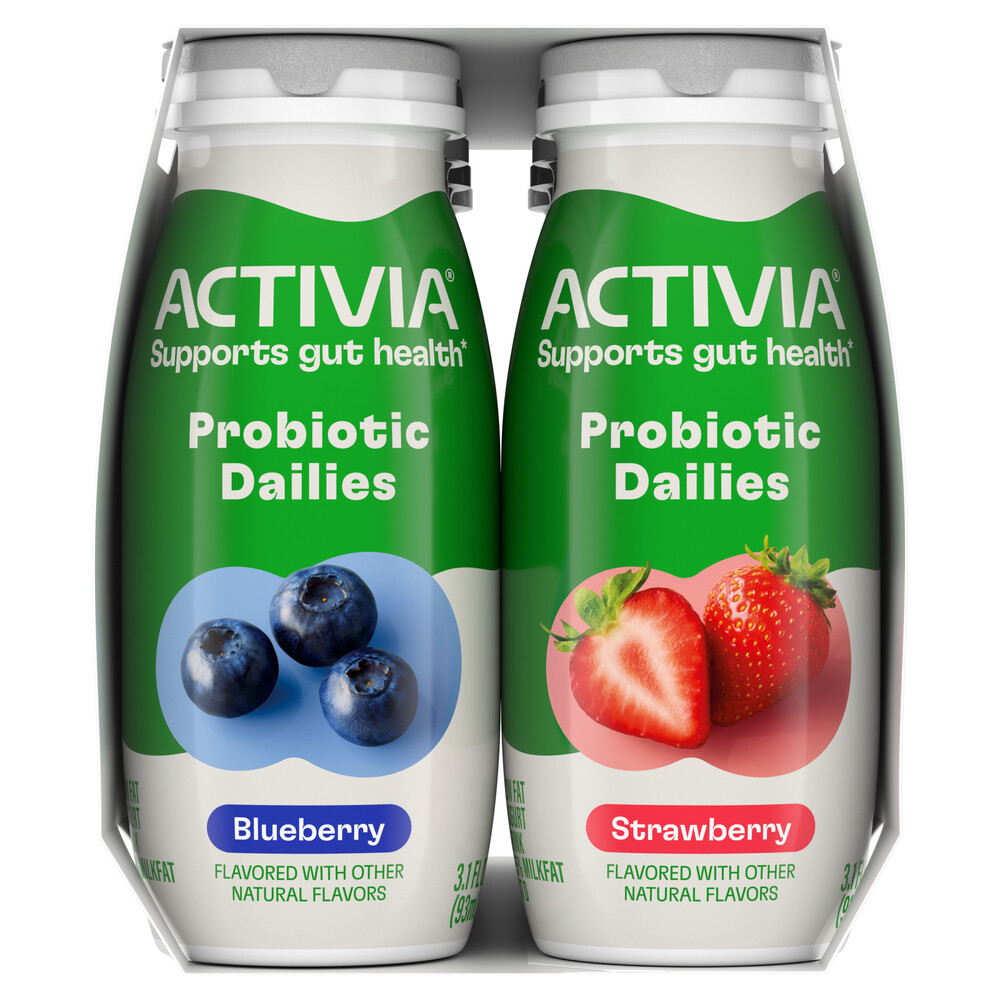 Activia Strawberry & Blueberry Probiotic Low Fat Yogurt Drinks ...