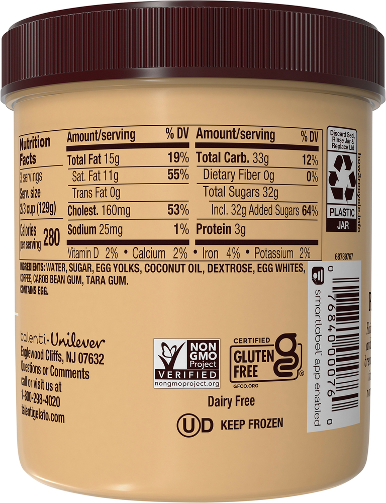 Talenti Sorbetto, Dairy-Free, Cold Brew Coffee-Planogram-Back