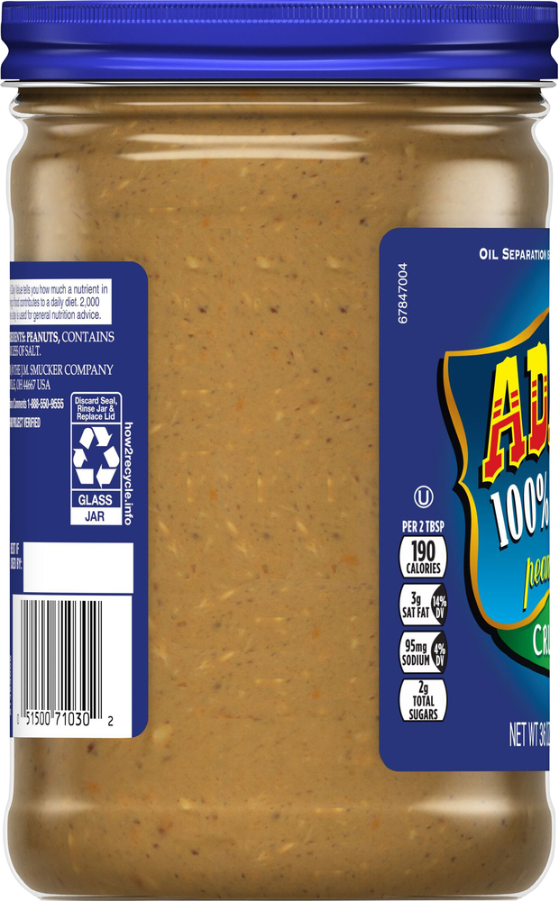 Adams Peanut Butter Logo ADAMS PEANUT BUTTER 100 NATURAL CREAMY US