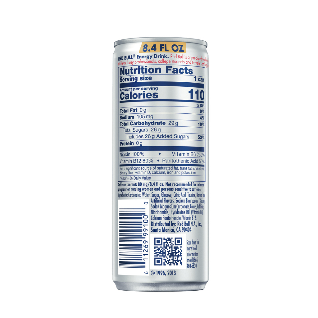 Red Bull Energy Drink, 12 Pack-Nutrition-Facts