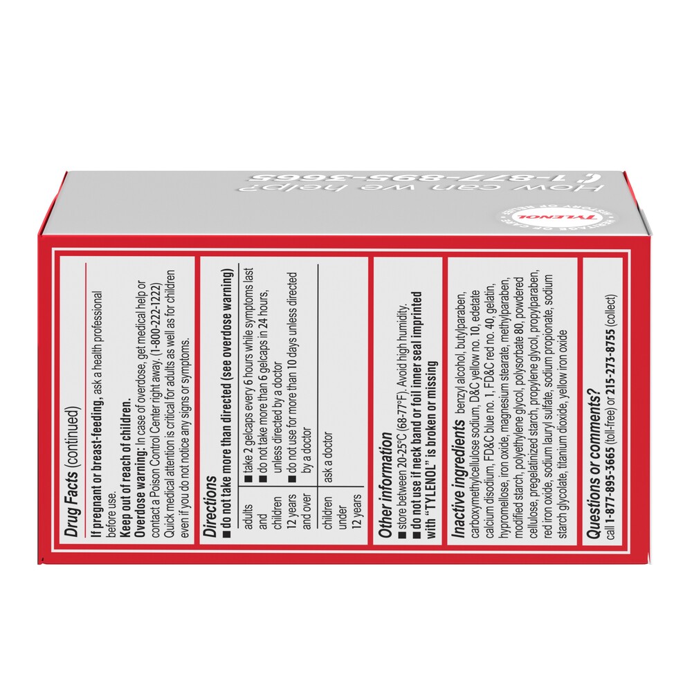 Tylenol Adult Internal Analgesics, Gels-Planogram-Back