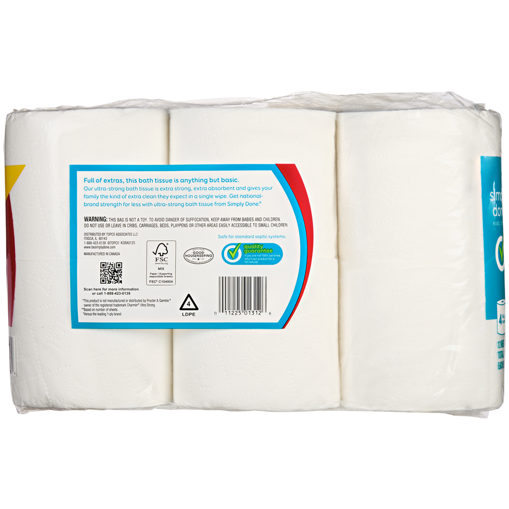 Simply Done Bath Tissue, Ultra-Strong, Mega, 2 Ply-Planogram-Back