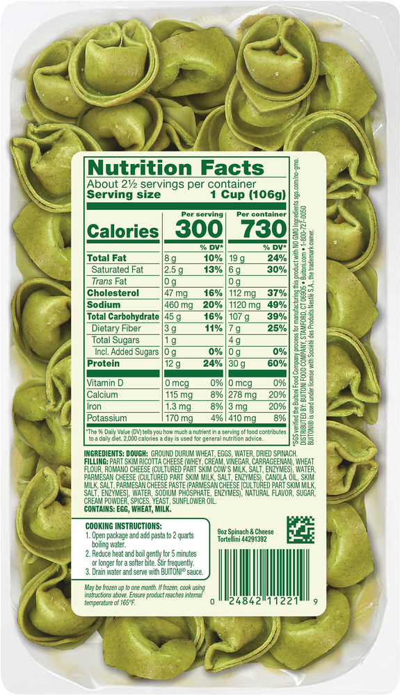 Buitoni Tortellini, Spinach & Cheese-Planogram-Back
