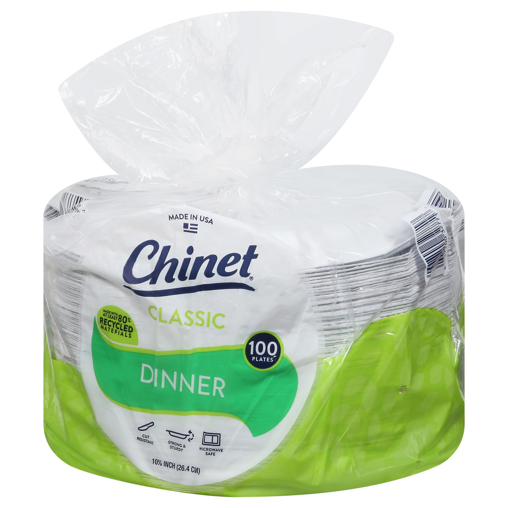 Chinet Plates, Classic, Dinner-Front-Right-Elevated