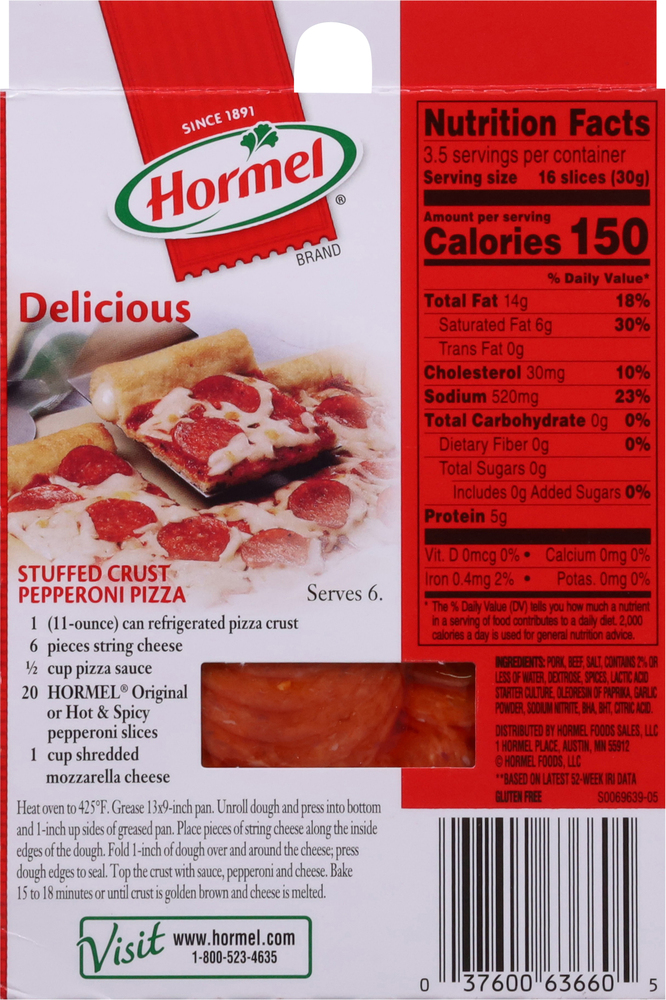 hormel pepperoni serving size
