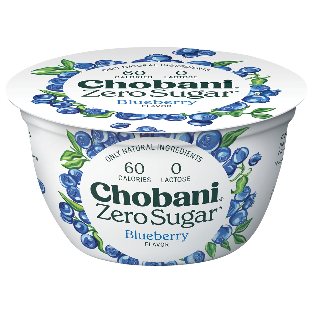 Chobani Yogurt, Greek, Nonfat, Zero Sugar, Blueberry Flavored-Main