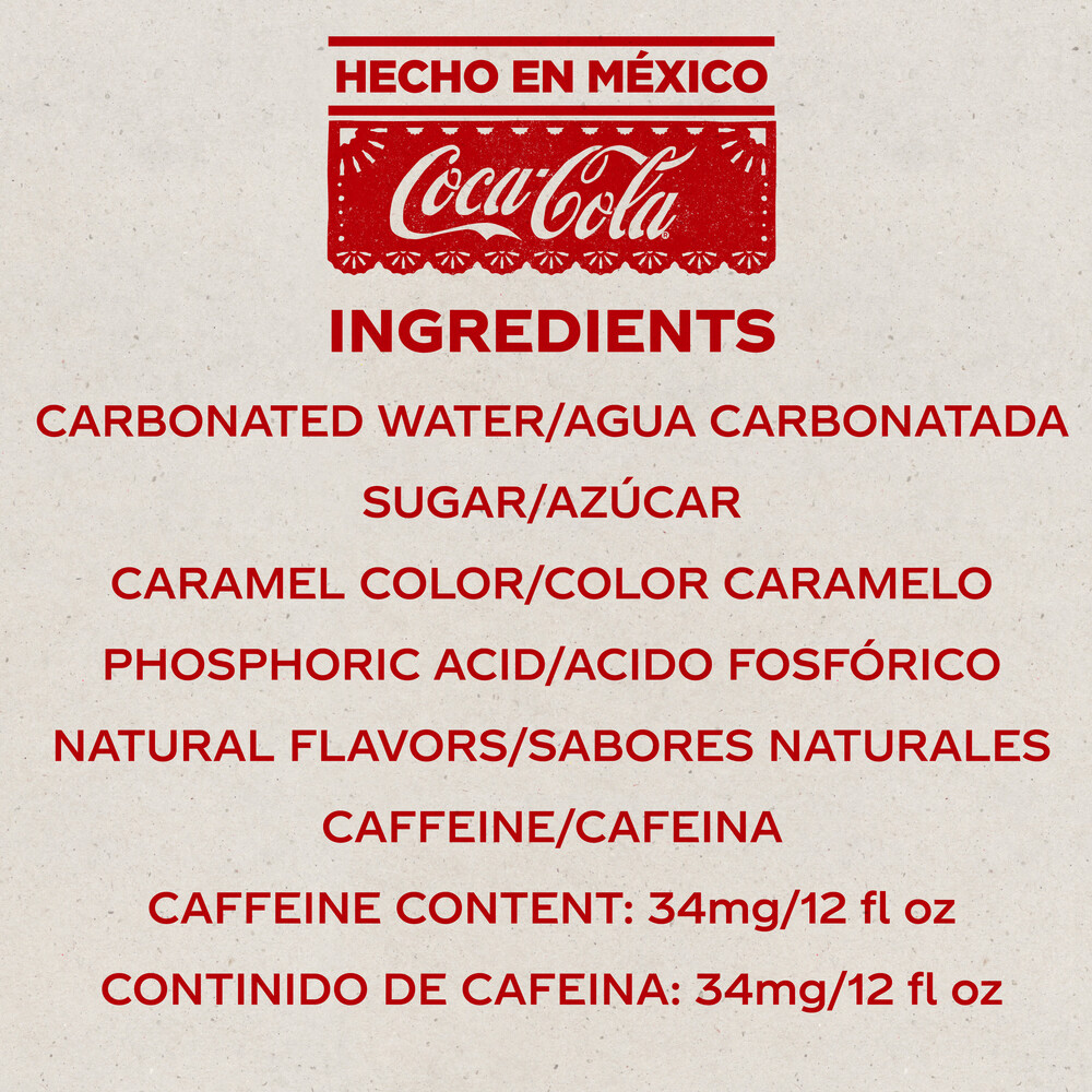 Coca-Cola Mexican Coke Soda Soft Drink, Cane Sugar-Ingredients