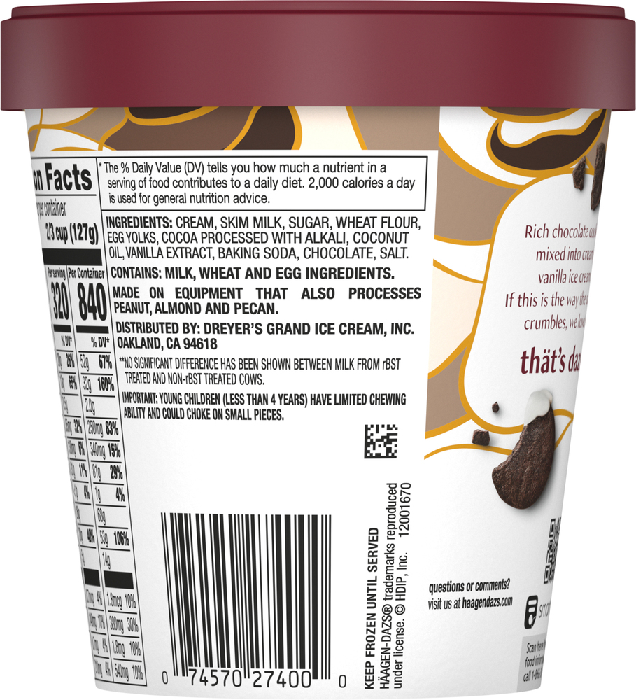 Haagen-Dazs Ice Cream, Cookies & Cream-Planogram-Back