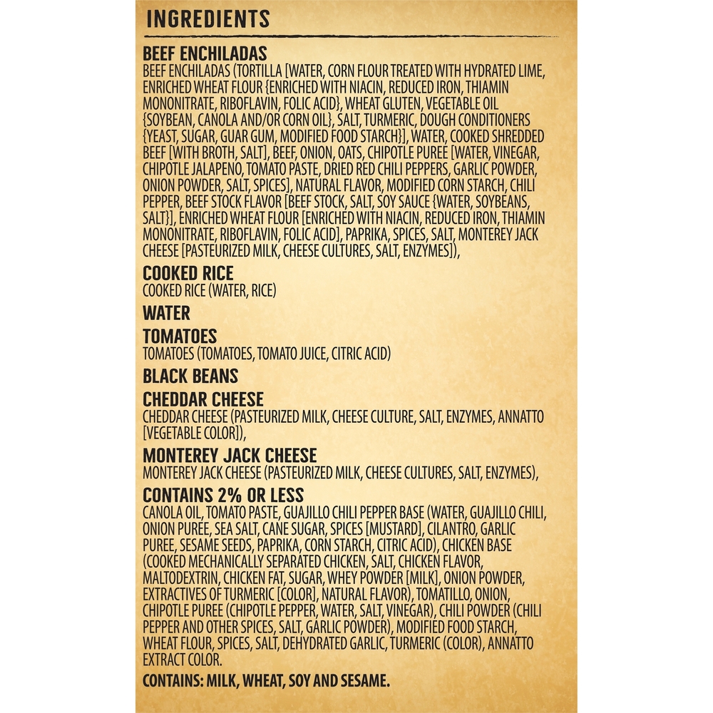 El Monterey Signature Enchiladas, Beef-Ingredients