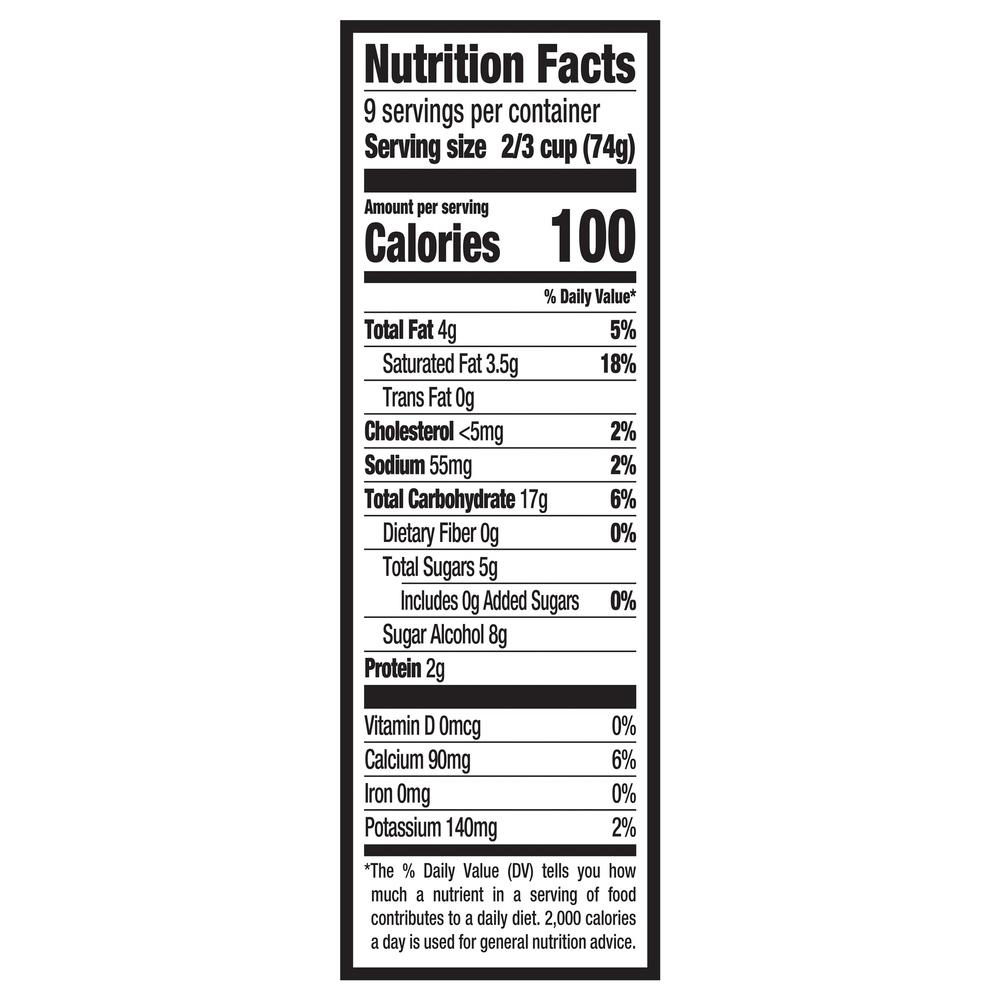 Breyers Frozen Dairy Dessert No Sugar Added Vanilla Nutrition Facts