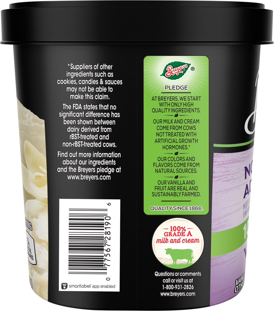 Breyers Frozen Dairy Dessert No Sugar Added Vanilla Planogram Left