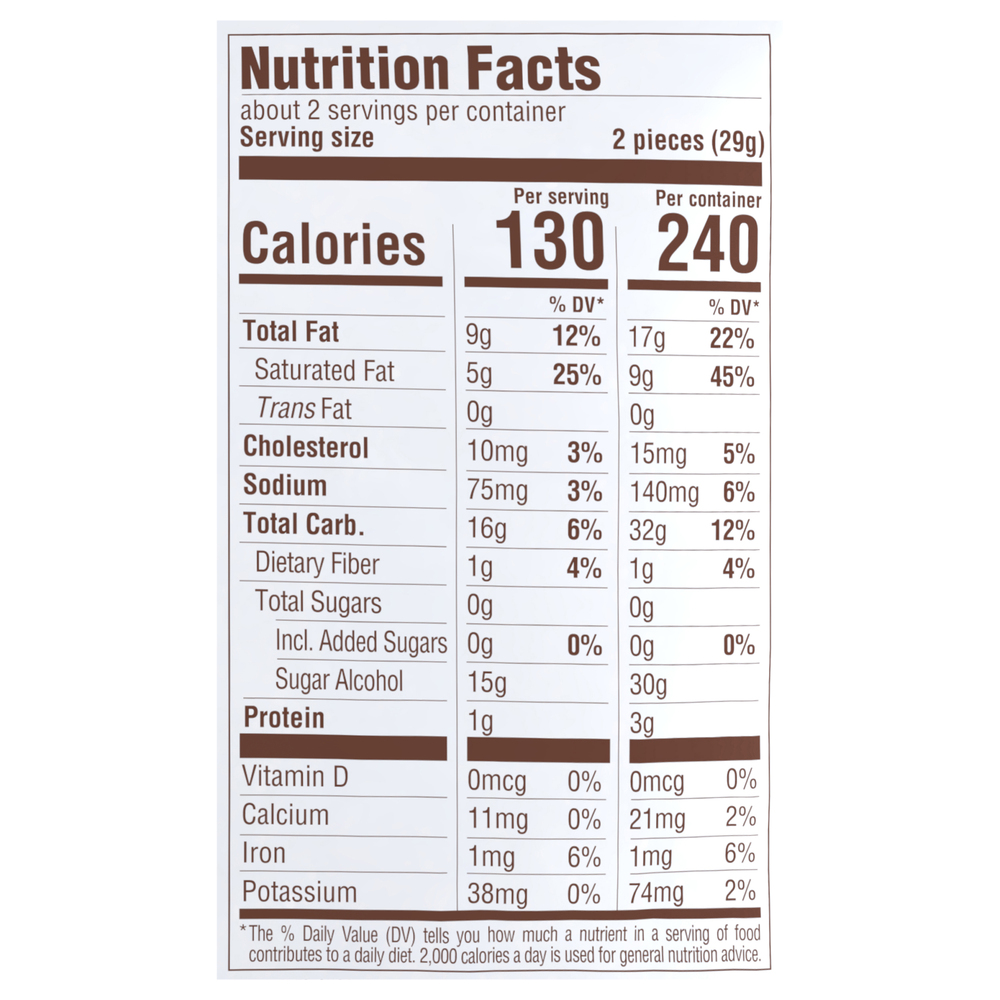 Russell Stover Sugar Free Toffee-Nutrition-Facts