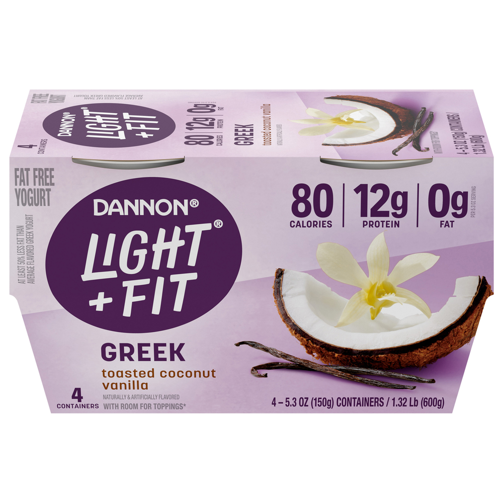 Dannon Light + Fit Yogurt, Fat Free, Greek, Toasted Coconut Vanilla-Main