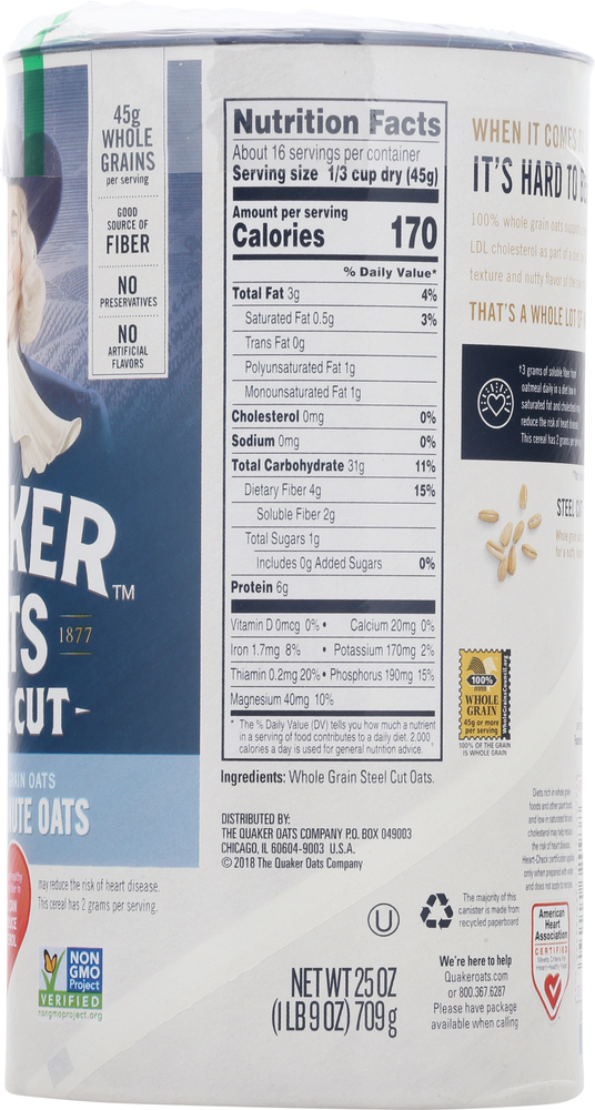 Quaker Oats Oats, Quick 3-Minute, Steel Cut-Planogram-Right