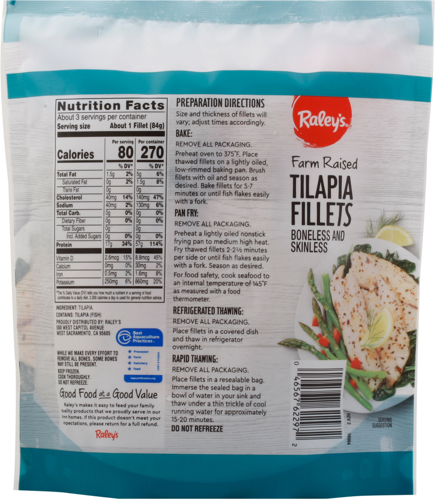 Raley's Boneless and Skinless Farm Raised Tilapia Fillets-Planogram-Back