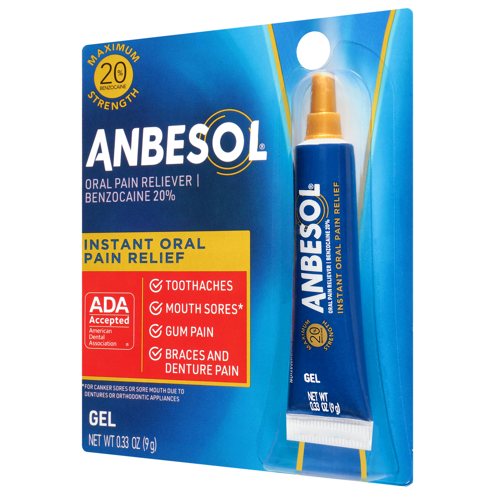 Anbesol Maximum Strength Gel, Instant Oral Pain Relief-Front-Right-Elevated