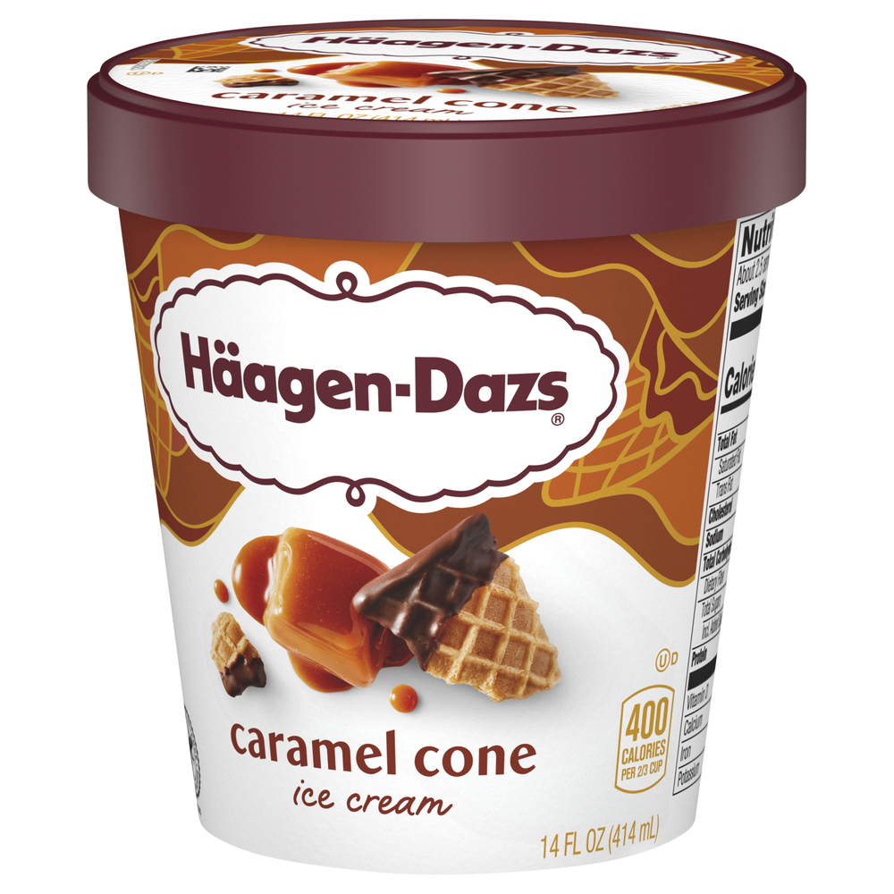 Haagen Dazs Ice Cream Caramel Cone Front Right Elevated