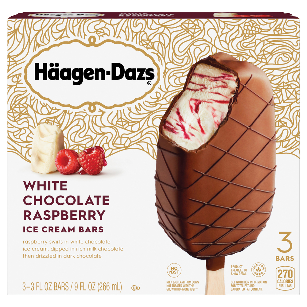 Haagen-Dazs Ice Cream Bars, White Chocolate Raspberry-Main